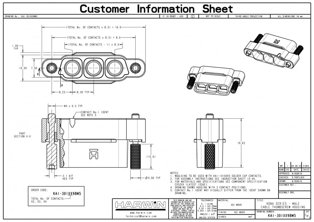 Harwin KA1-3010398M5 technical document page