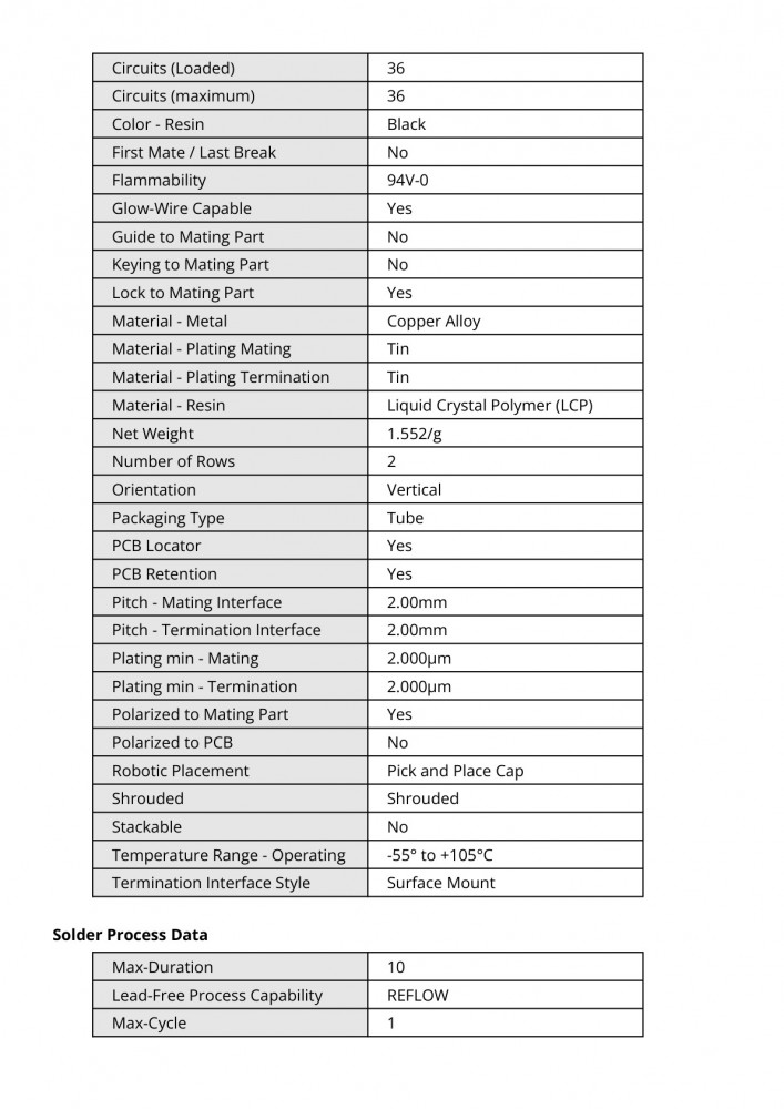 Molex product specification preview, page 3
