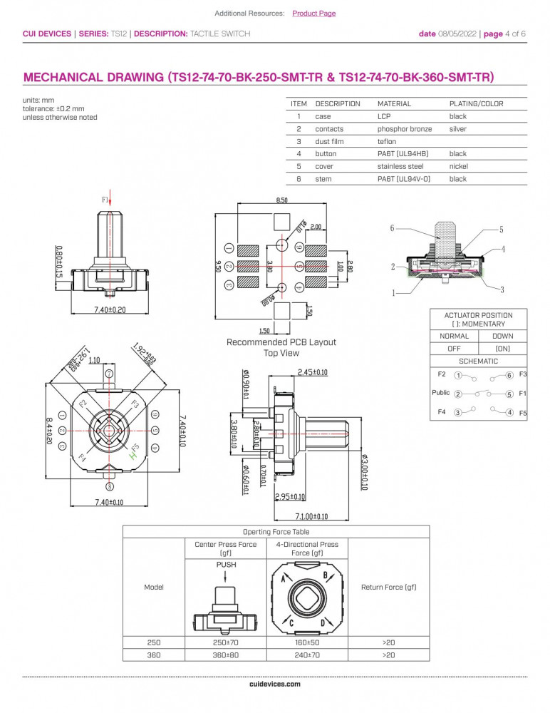 CUI TS12 series document page 4