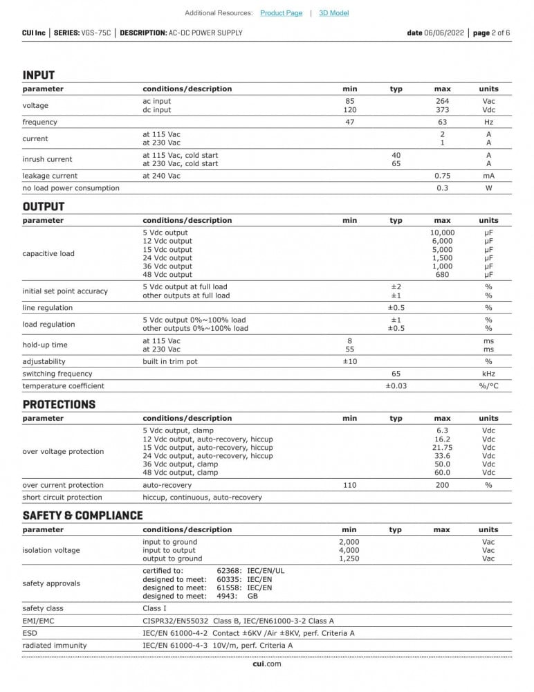 CUI VGS-75C-15 datasheet page 2