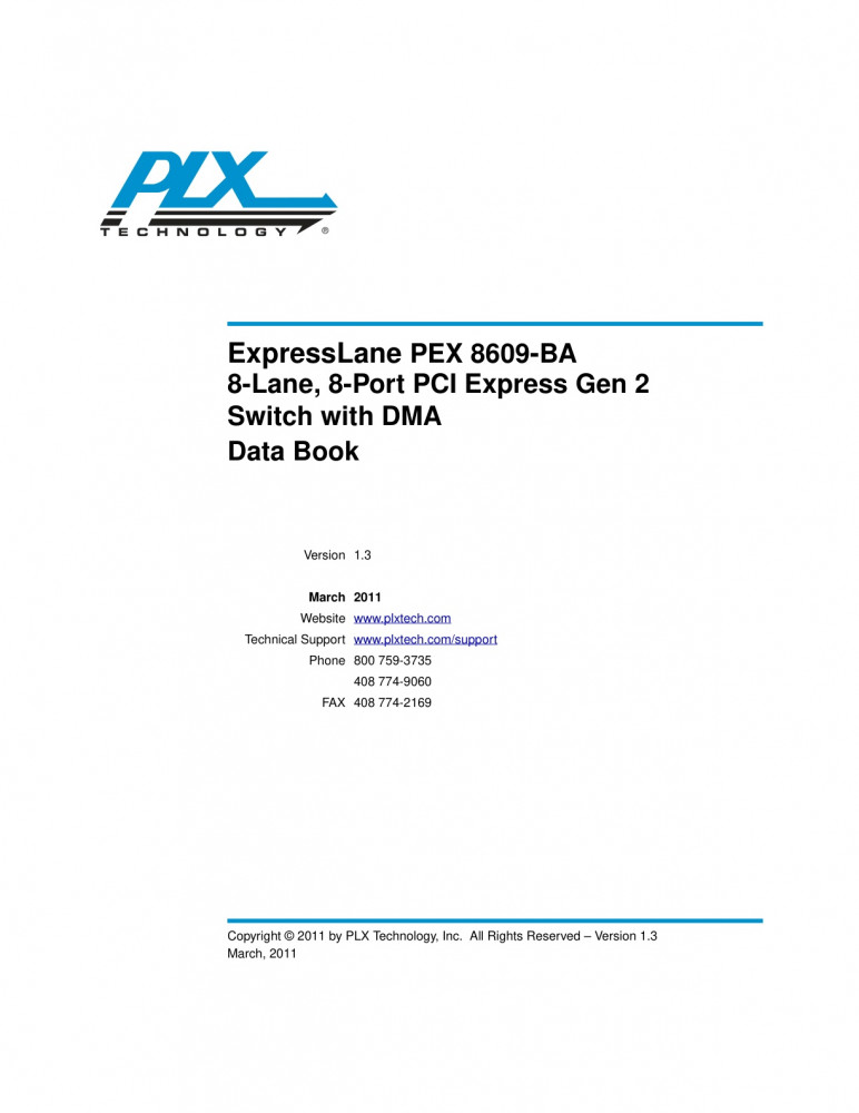 PEX8609 data book page 1