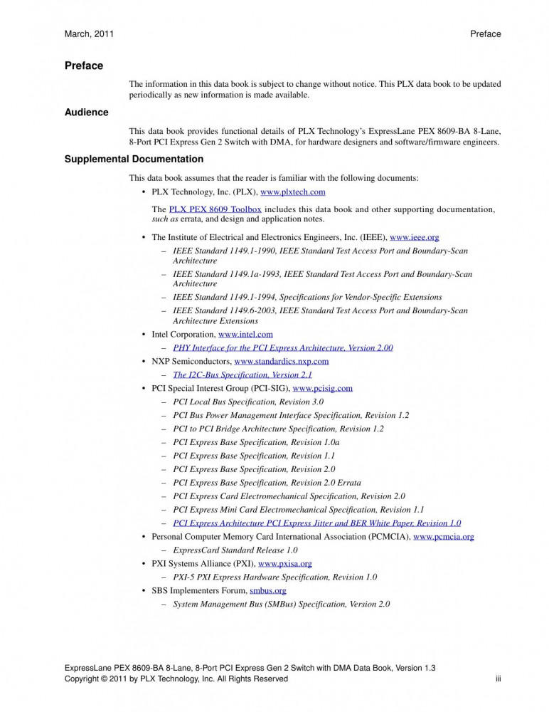 PEX8609 data book page 3