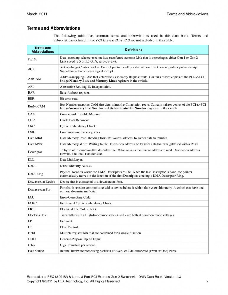 PEX8609 data book page 5