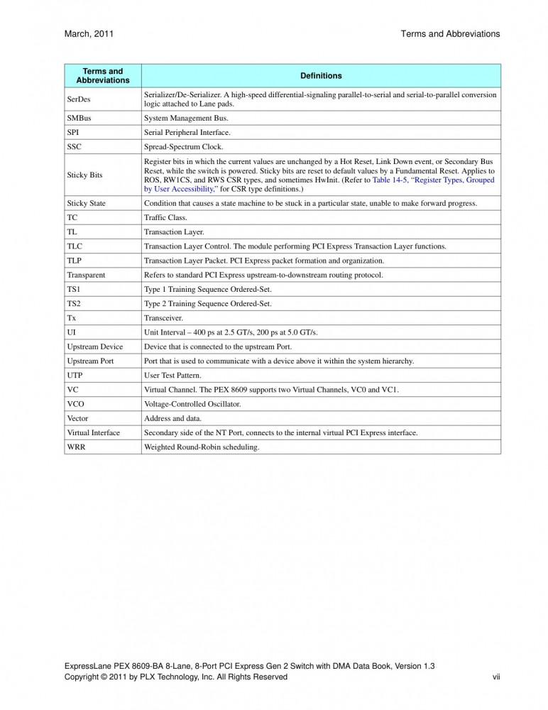 PEX8609 data book page 7