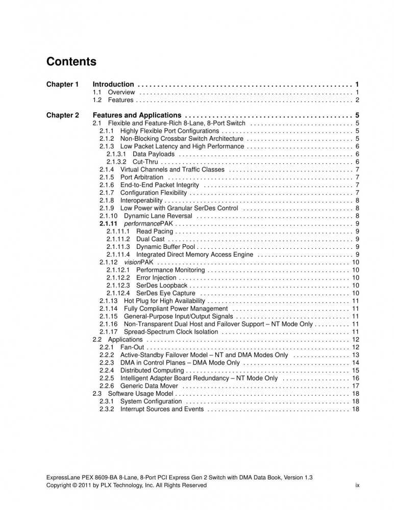 PEX8609 data book page 9