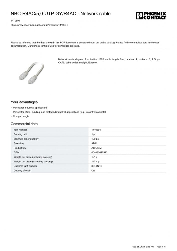 Phoenix Contact 1410694 document page 1