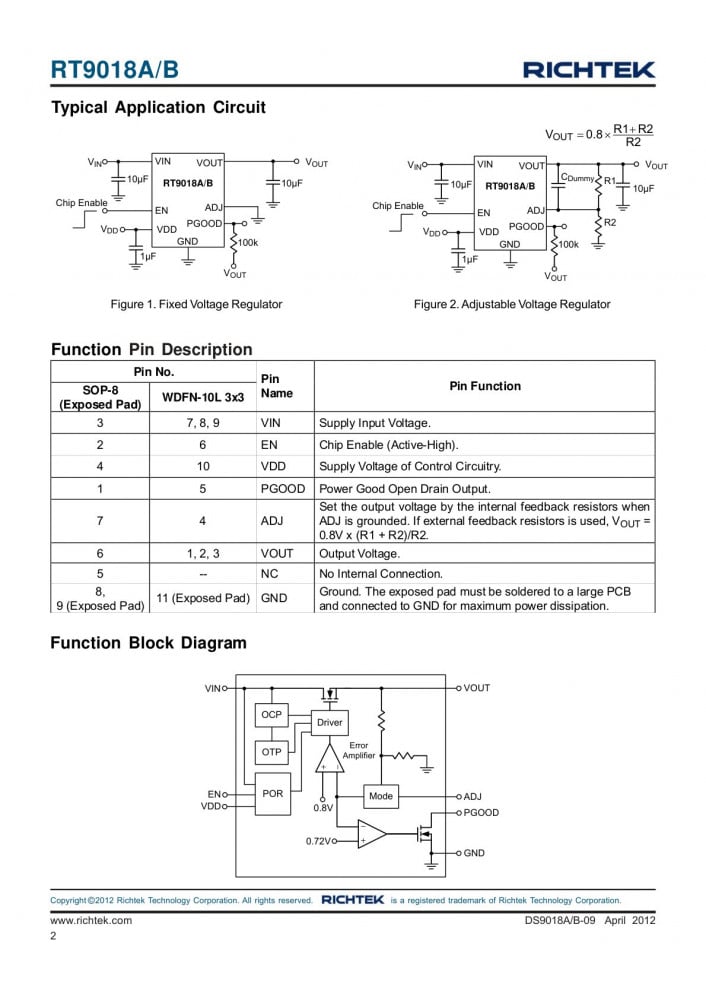 RT9018B-18GSP datasheet page 2