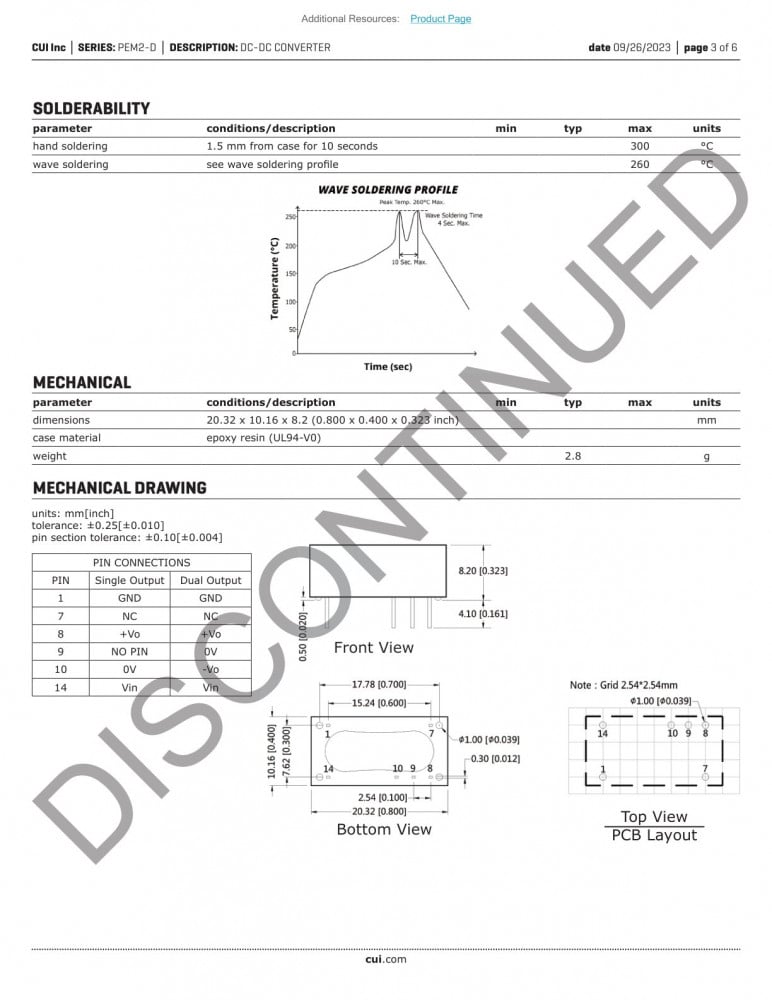 CUI PEM2-D datasheet page 3