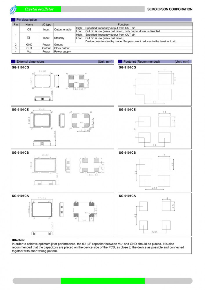 EPSON SG-9101 series datasheet page 2