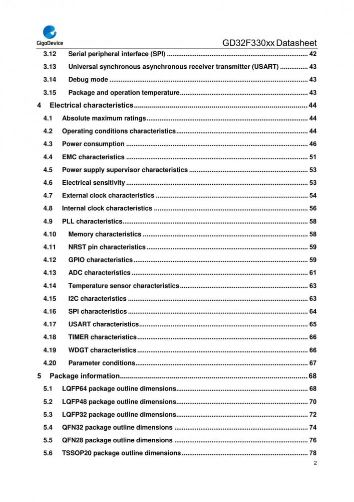 GD32F330xx datasheet page 3