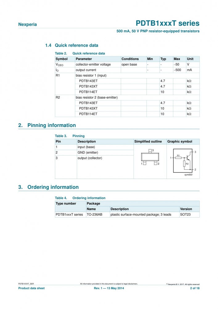 PDTB114ETR datasheet page 2