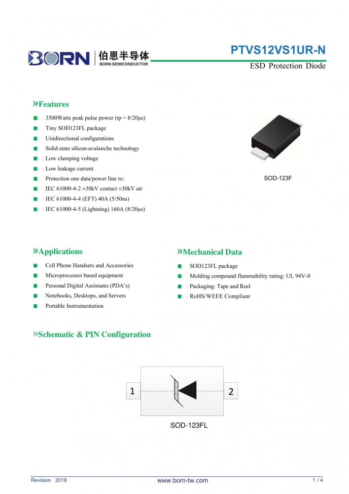 PTVS12VS1UR-N datasheet page 1