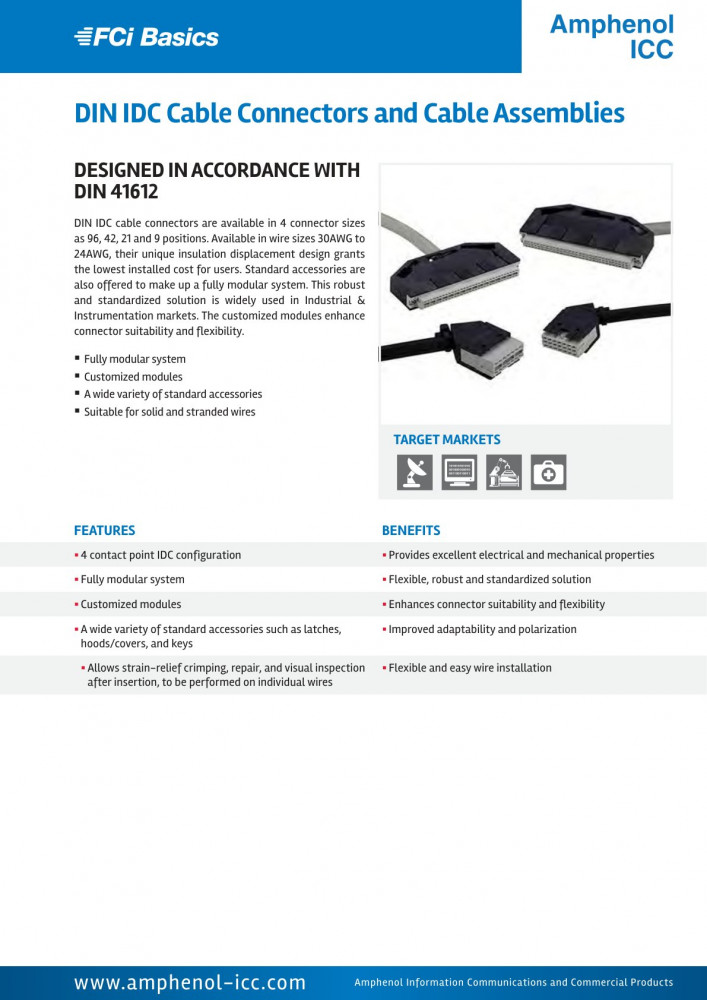 Amphenol DIN IDC connector documentation page 1