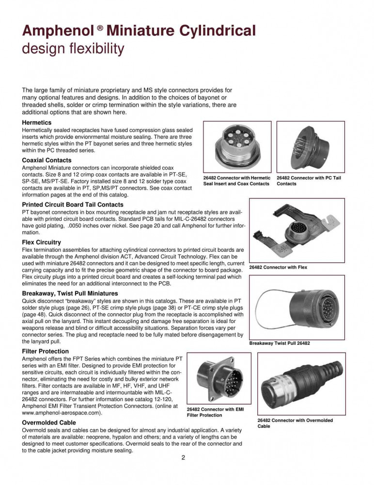 Amphenol miniature cylindrical connector catalog page 4