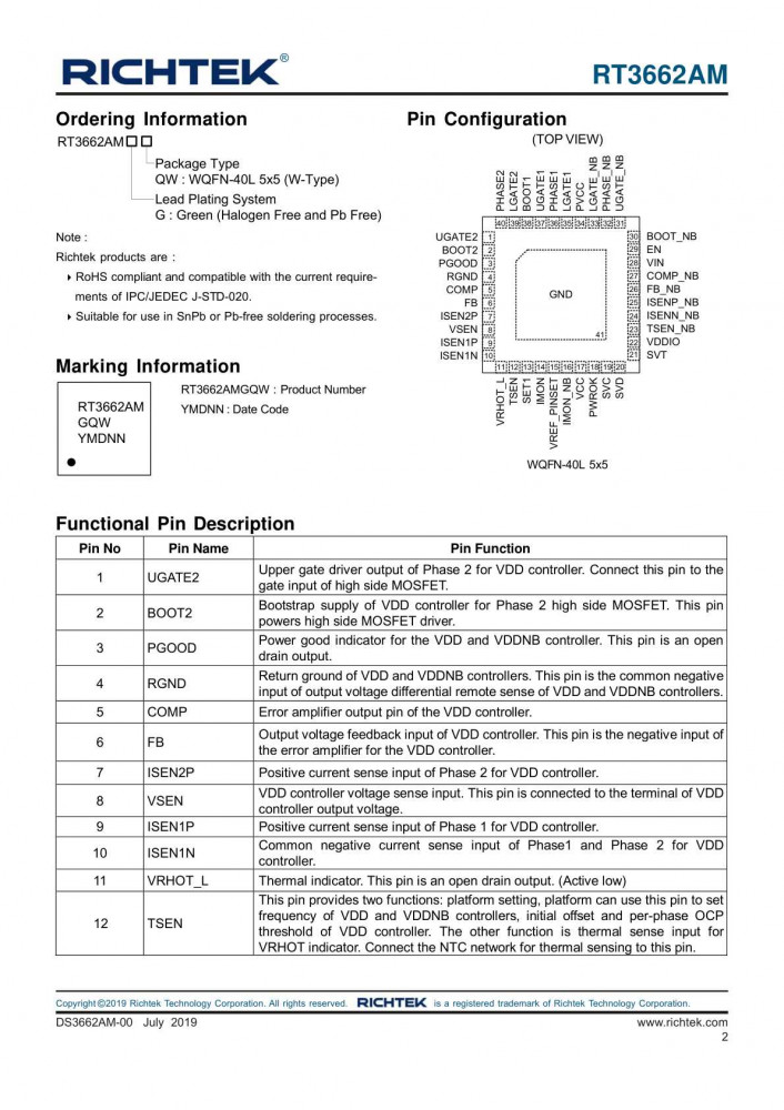 RT3662AM datasheet preview, page 2