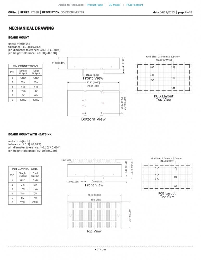 PYB20 series datasheet page 4