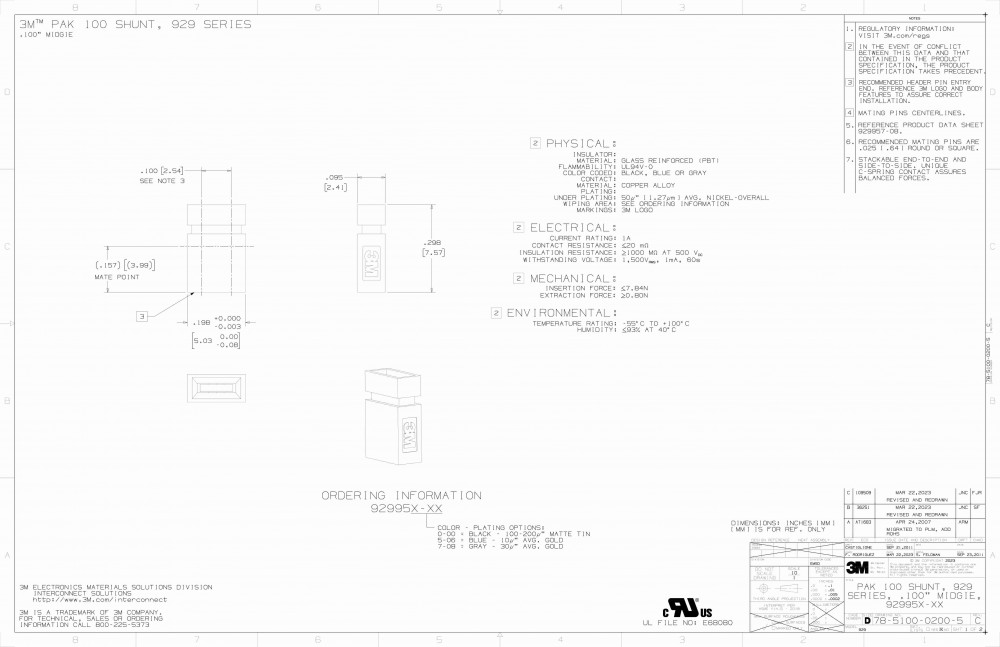 929 Series PAK 100 shunt technical drawing page 1