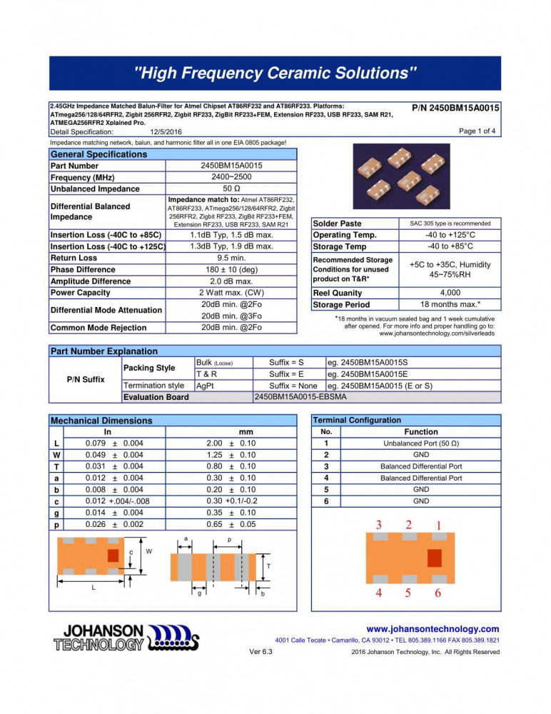 2450BM15A0015 datasheet page 1