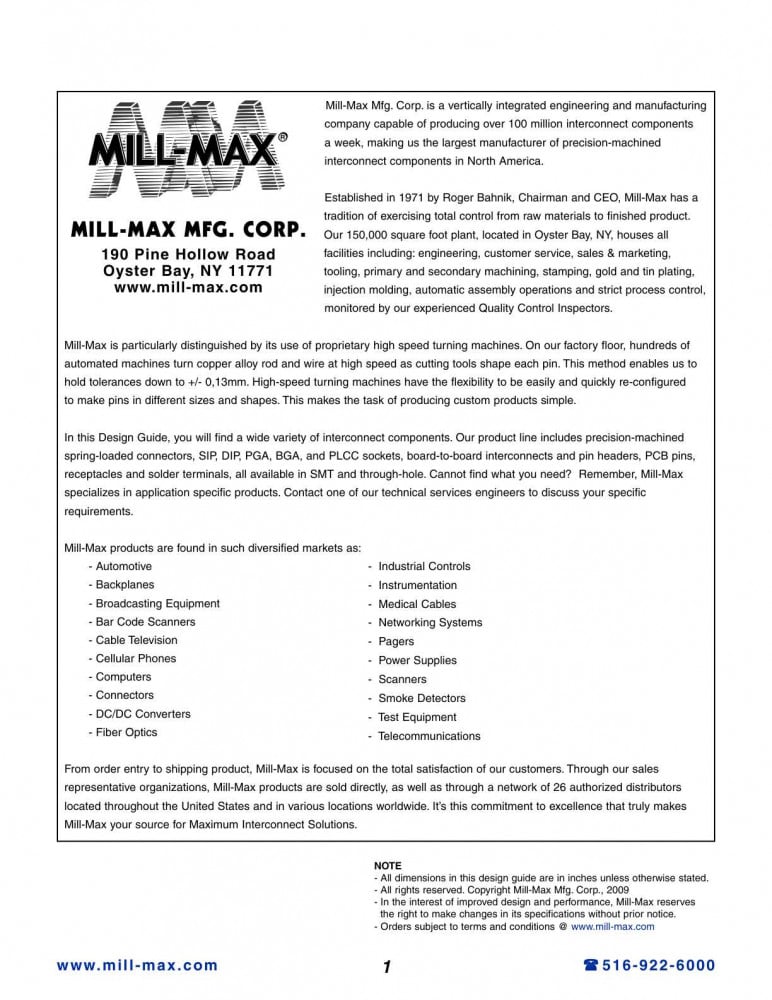 Mill-Max design guide page 1