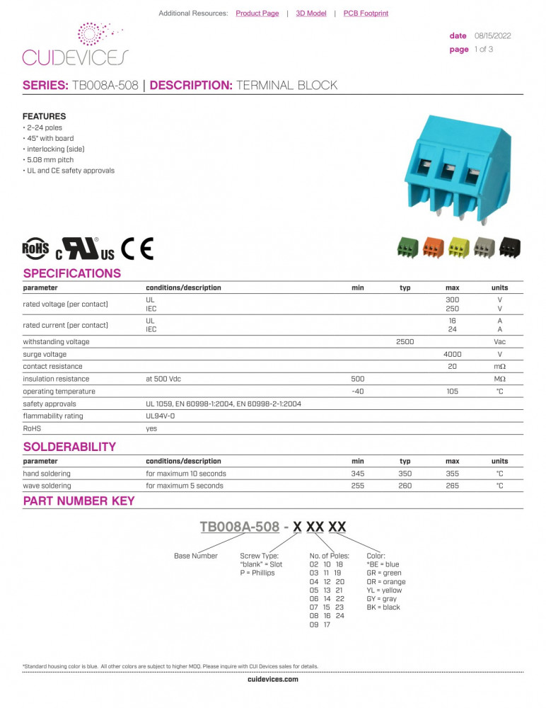 TB008A-508 datasheet page 1