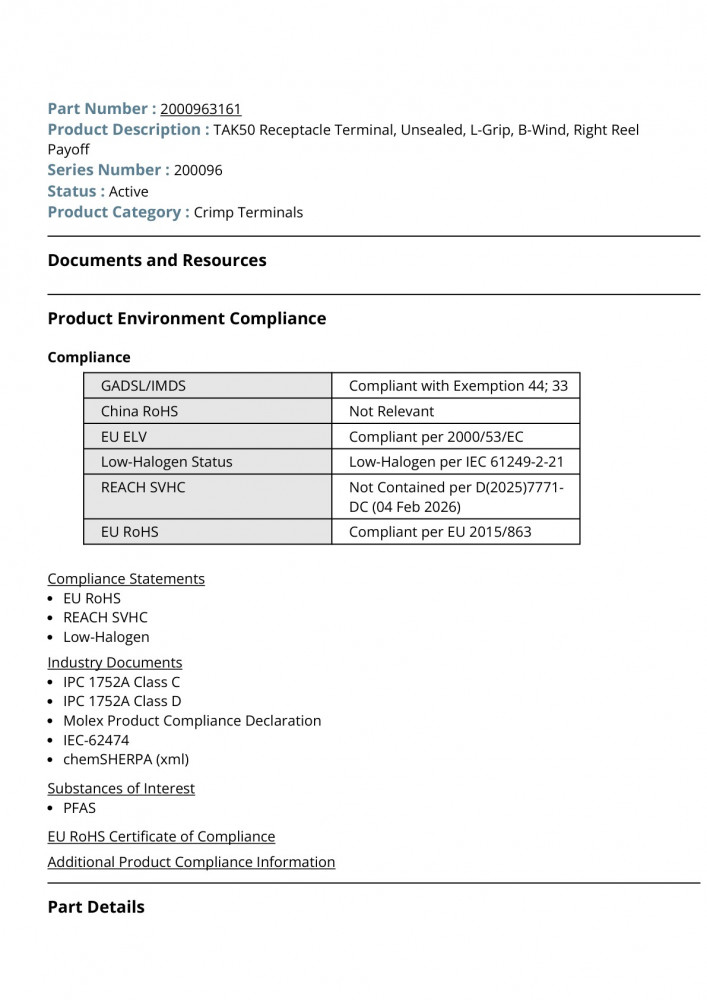 TAK50 terminal document image, page 1