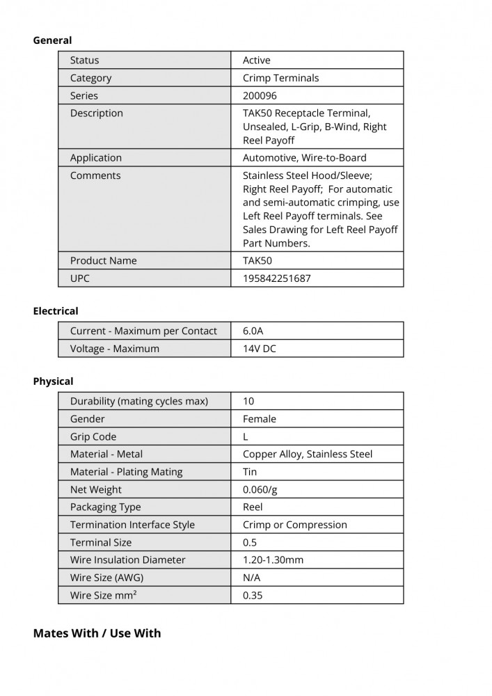 TAK50 terminal document image, page 2