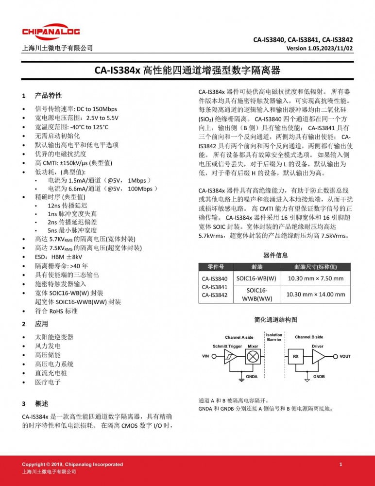CA-IS3842LWW datasheet page 1