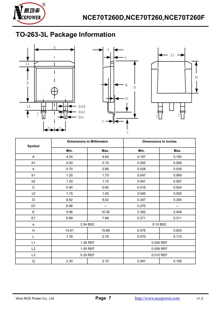 NCE70T260D datasheet page 7