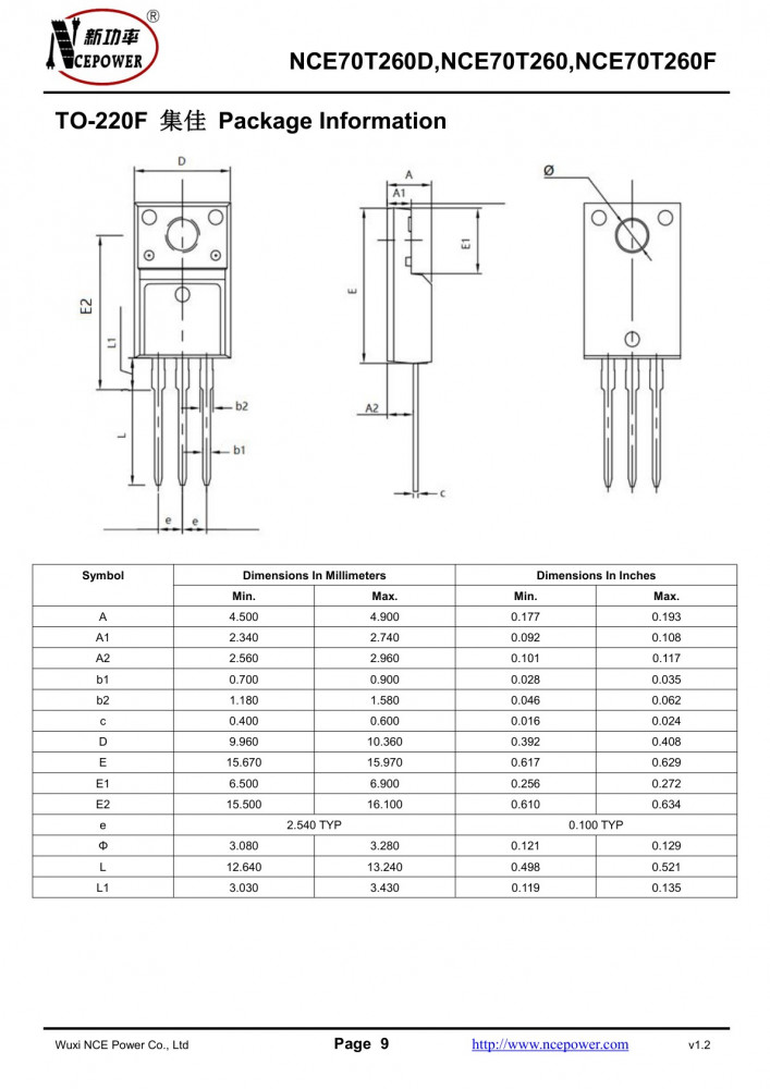 NCE70T260D datasheet page 9