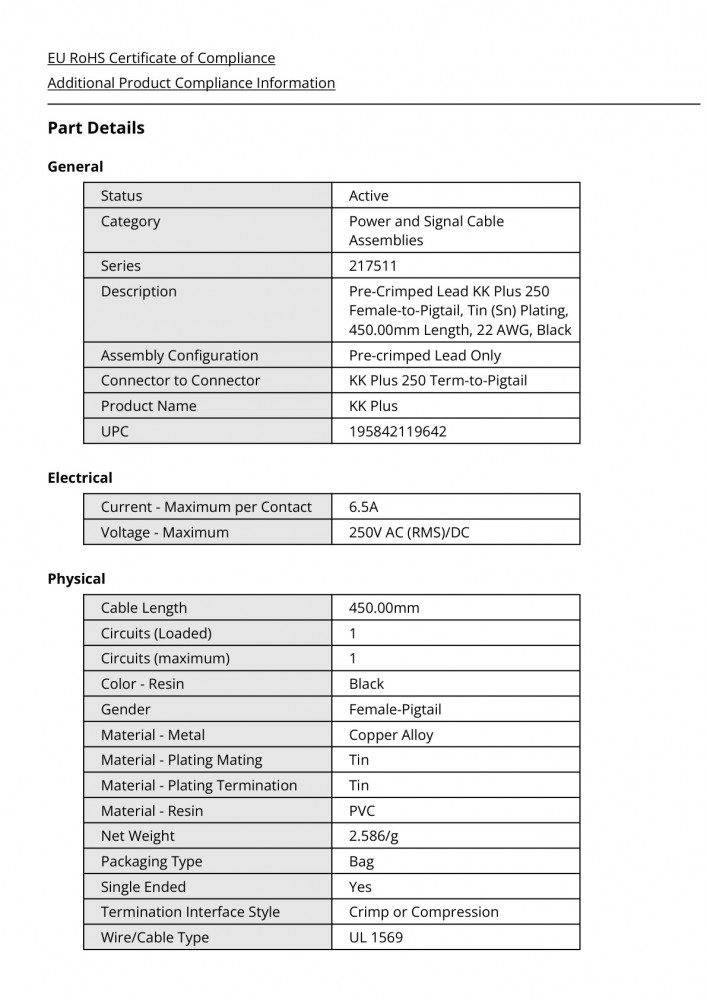 MOLEX 2175111125 product drawing, page 2