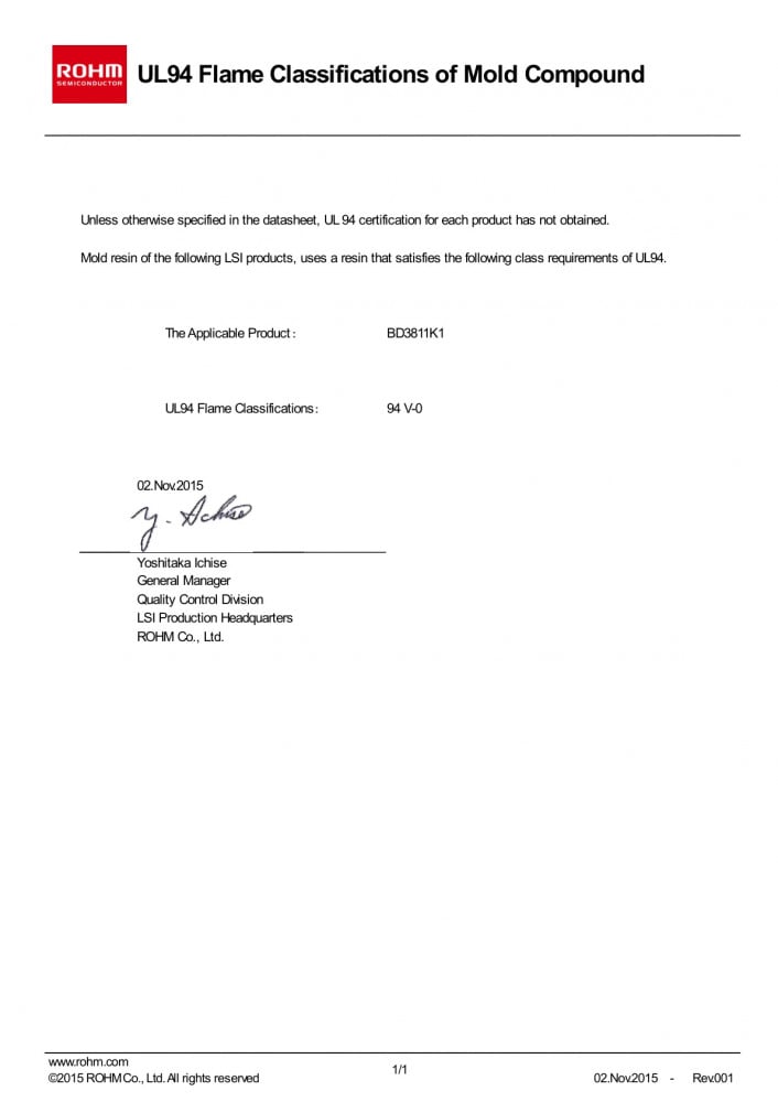 BD3811K1 technical document page 1