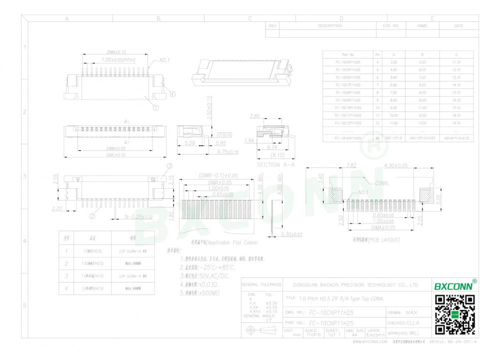 BXCONN FC-10C32P11H25 technical drawing preview