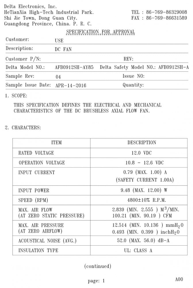 AFB0912SH-AY85 specification page 3