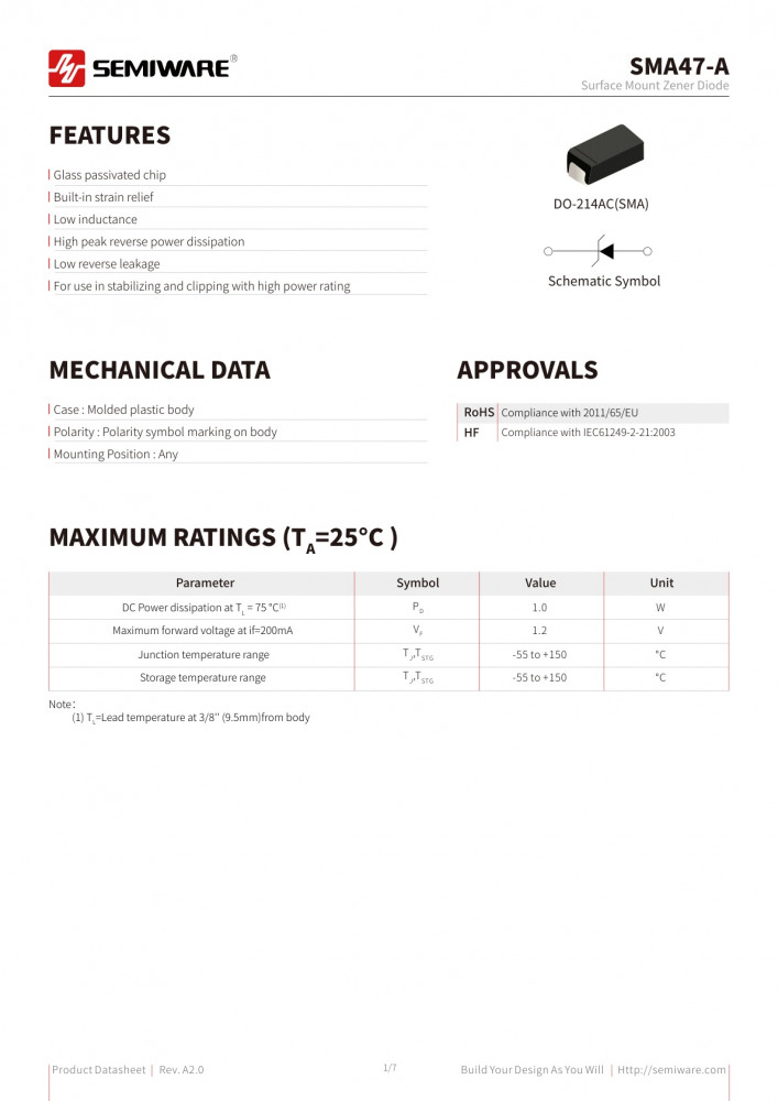 SEMIWARE SZ1250A datasheet page 1