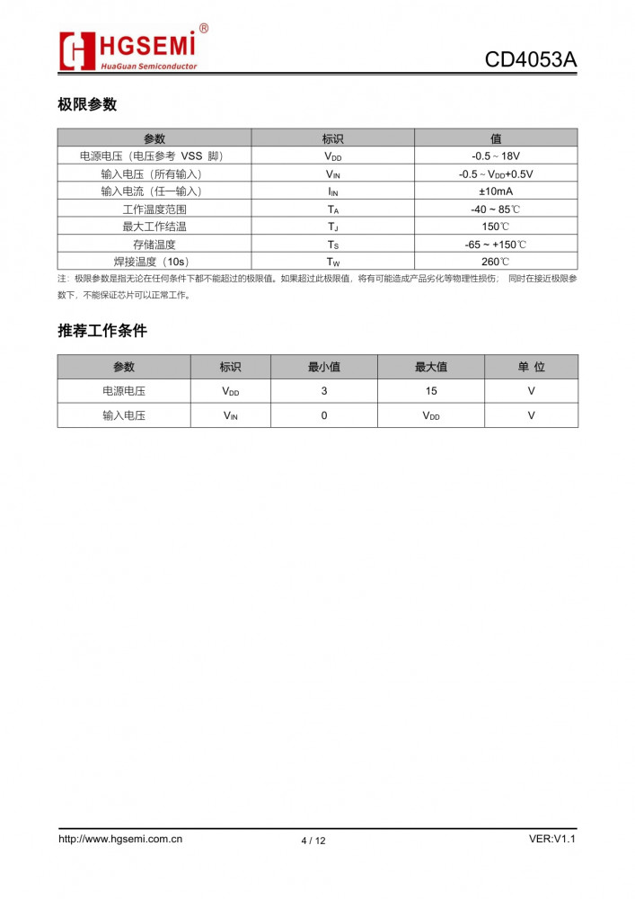 CD4053AMS/TR technical document page 4