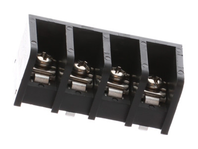 12.70mm Pitch, Single Row, Tri-Barrier Terminal Strip, without Mounting Ends, Black, Steel Screws, 4 Circuits for sale