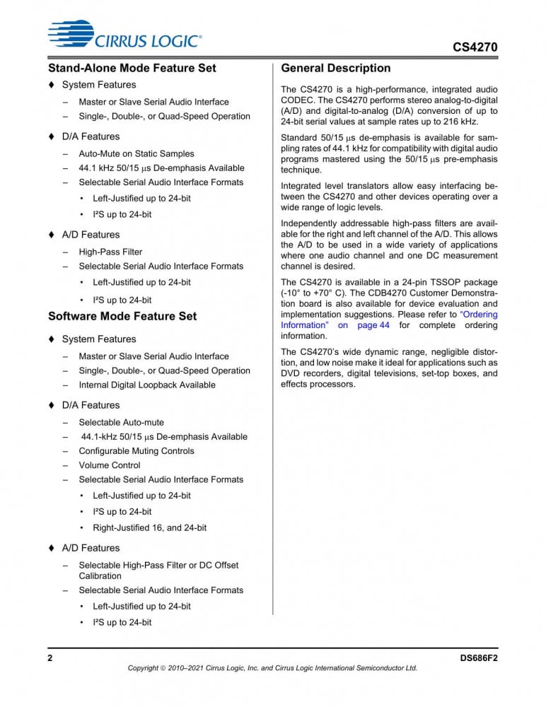 CS4270 datasheet page 2
