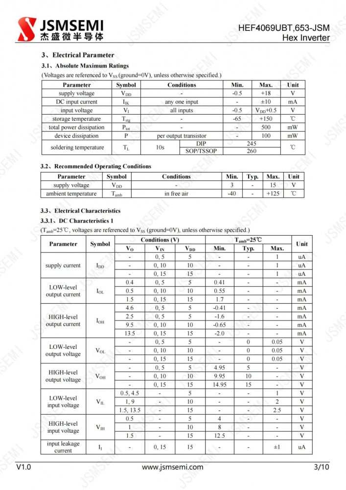 HEF4069UBT,653-JSM datasheet page 3
