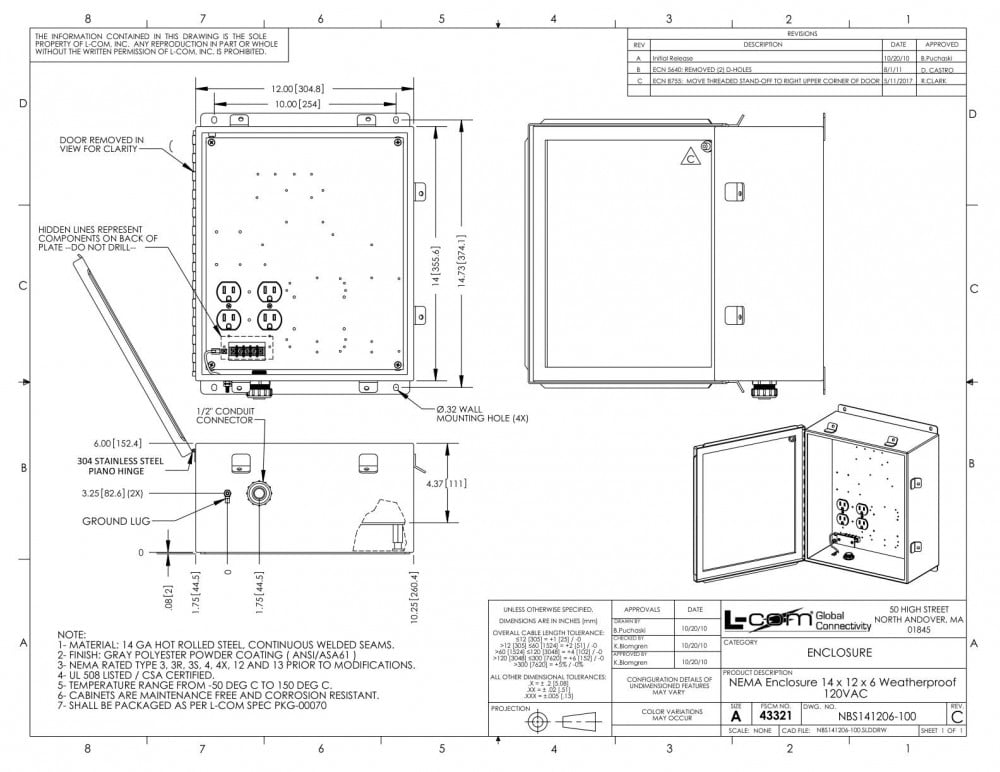 L-com NBS141206-100 product drawing
