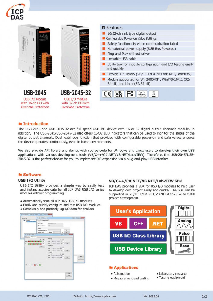 USB-2045-32 technical document page 1