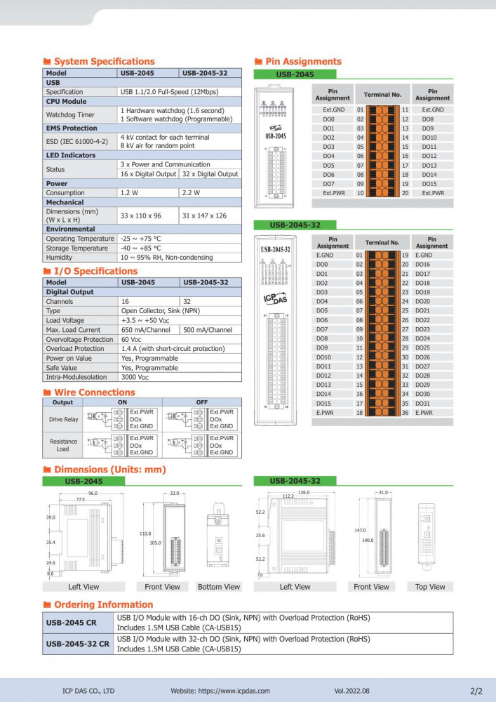 USB-2045-32 technical document page 2