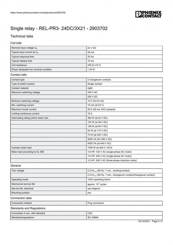 Phoenix Contact 2903702 technical document page 2