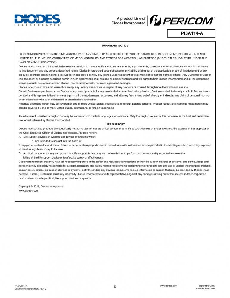 PI3A114-AZLEX datasheet page 8