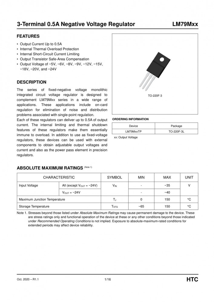LM79M05TP datasheet page 1
