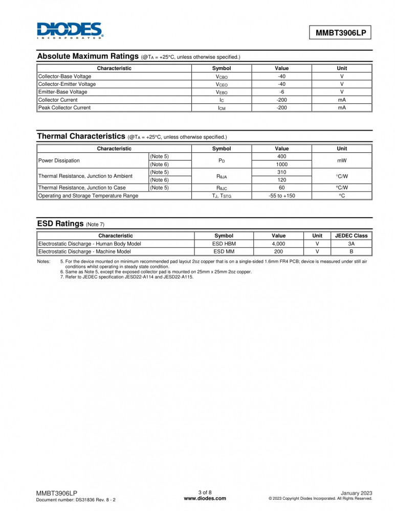 MMBT3906LP-7B datasheet page 3