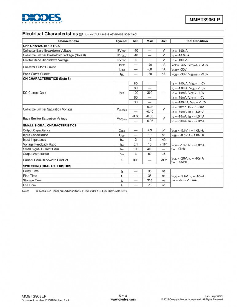 MMBT3906LP-7B datasheet page 5