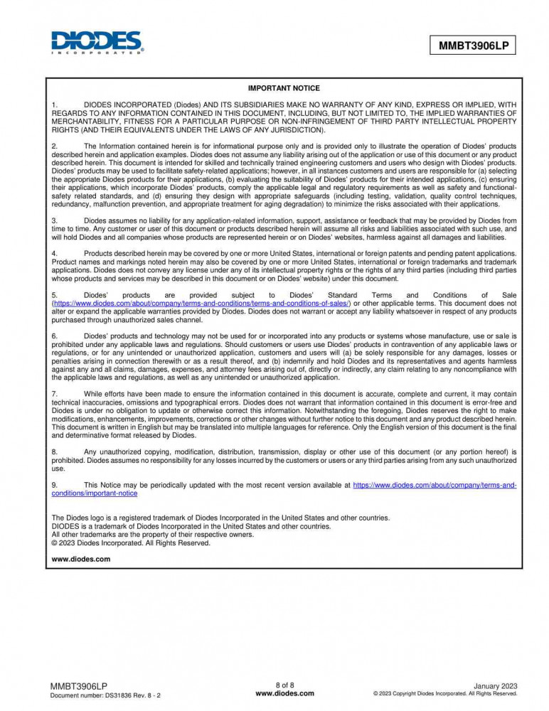 MMBT3906LP-7B datasheet page 8