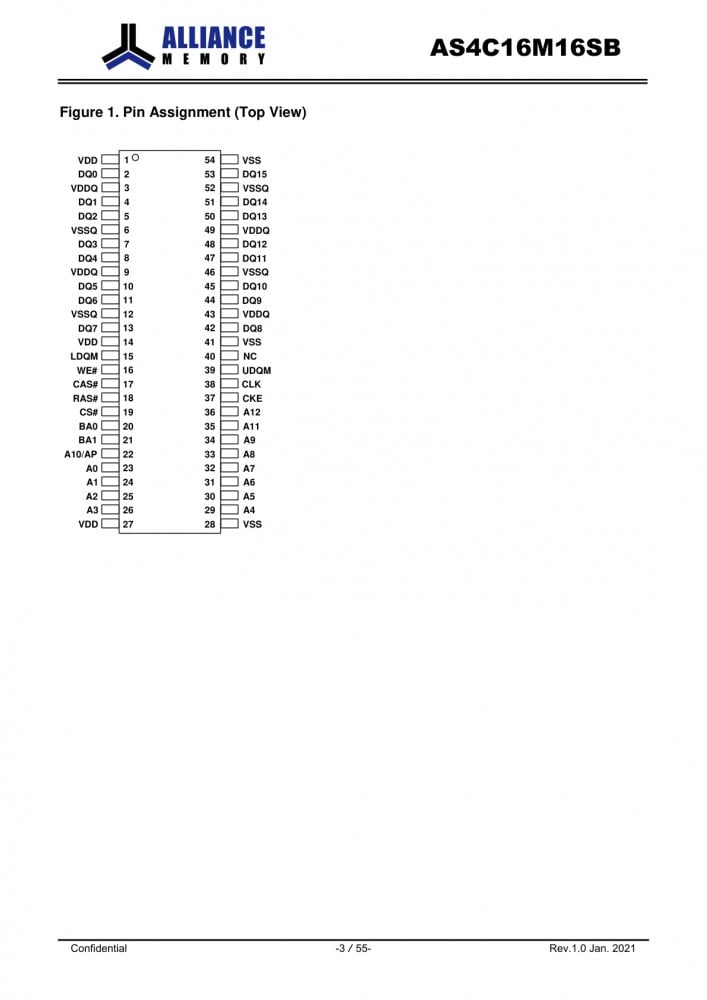 AS4C16M16SB datasheet page 3