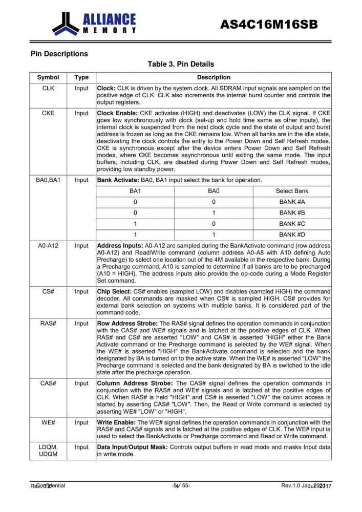 AS4C16M16SB datasheet page 5