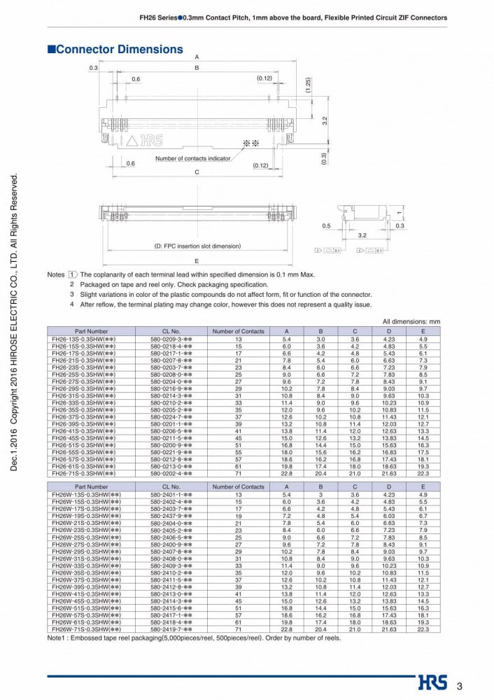FH26W datasheet page 3